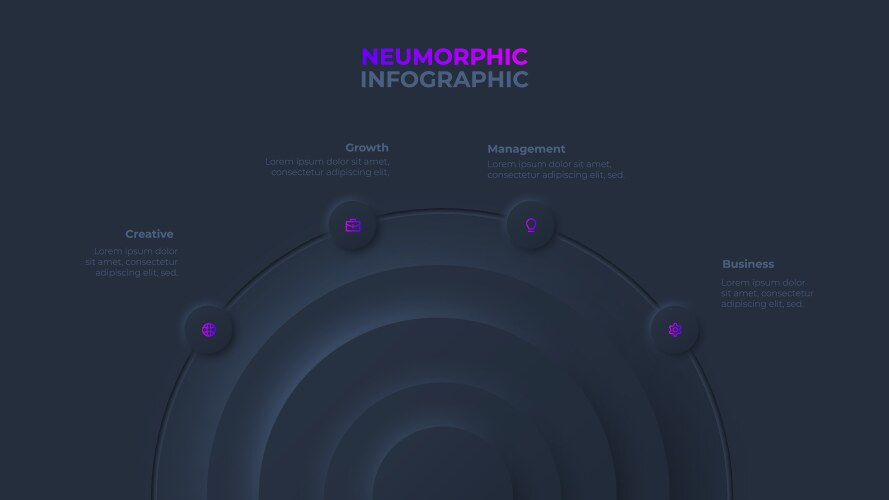 Dark neumorphism infographic timeline template Vector Image