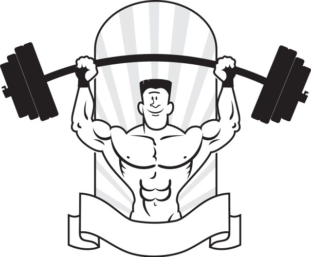 Muscular Bodybuilder with Barbell Royalty Free Vector Image