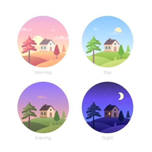 Morning Noon Evening Night Vector Images (over 140)