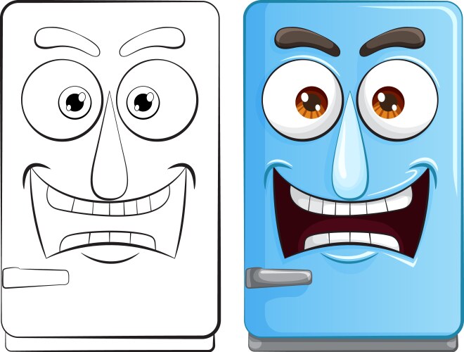 Two cartoon faces showing contrasting emotions Vector Image