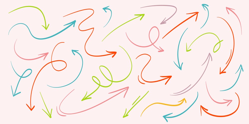 Doodle arrows direction pointer pencil drawing Vector Image