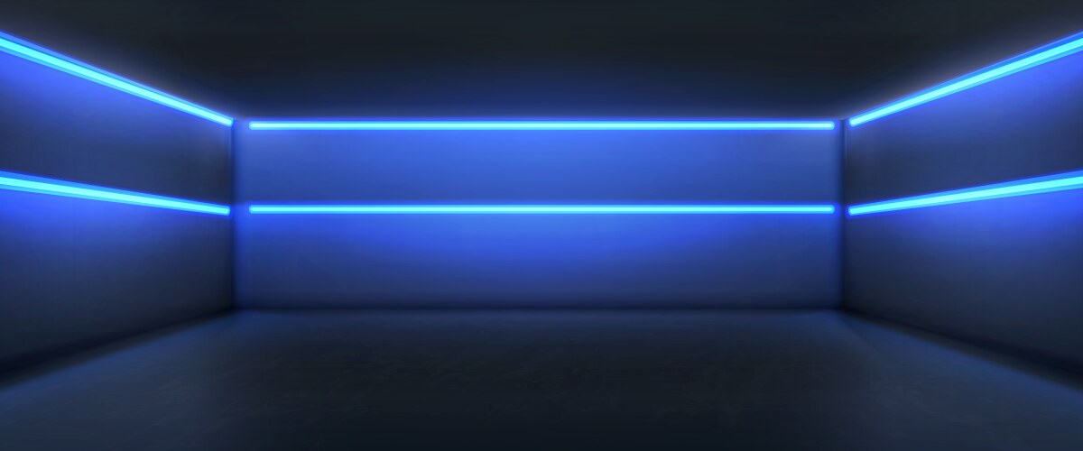 Empty room with blue wall and window light effect Vector Image