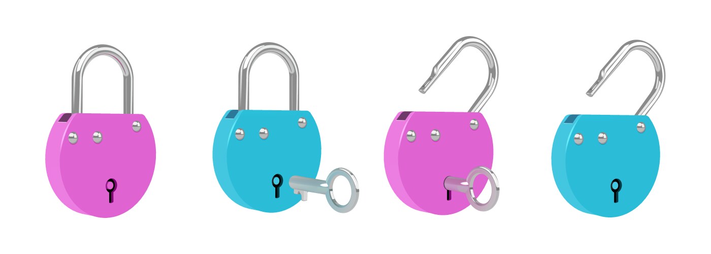 Lock silhouette black padlock shapes for logo Vector Image
