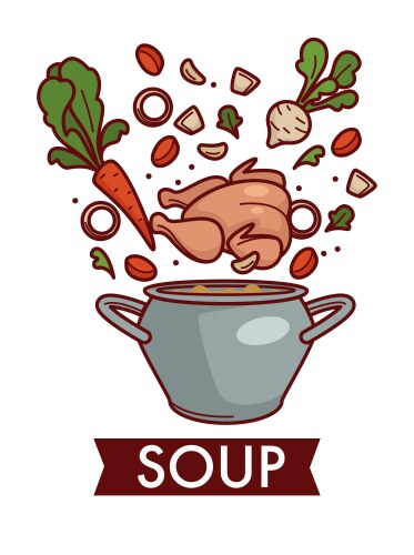 Chicken broth or bouillon poultry soup isolated Vector Image