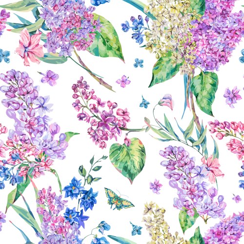 Summer seamless watercolor pattern with pink Vector Image