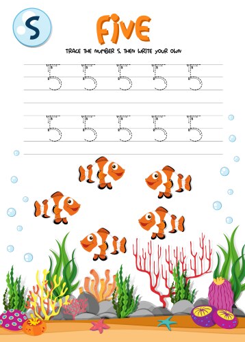 Trace and write numbers handwriting practice Vector Image