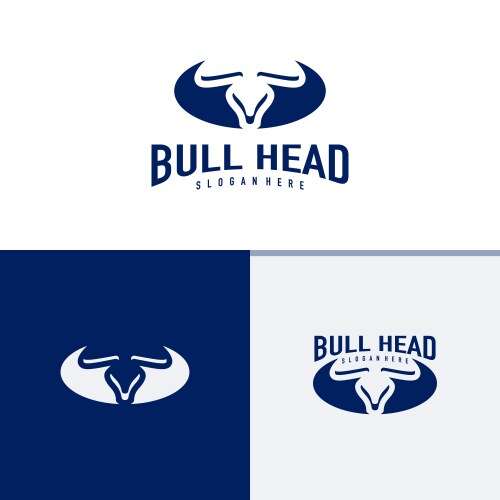 Set of bull head logo design Royalty Free Vector Image