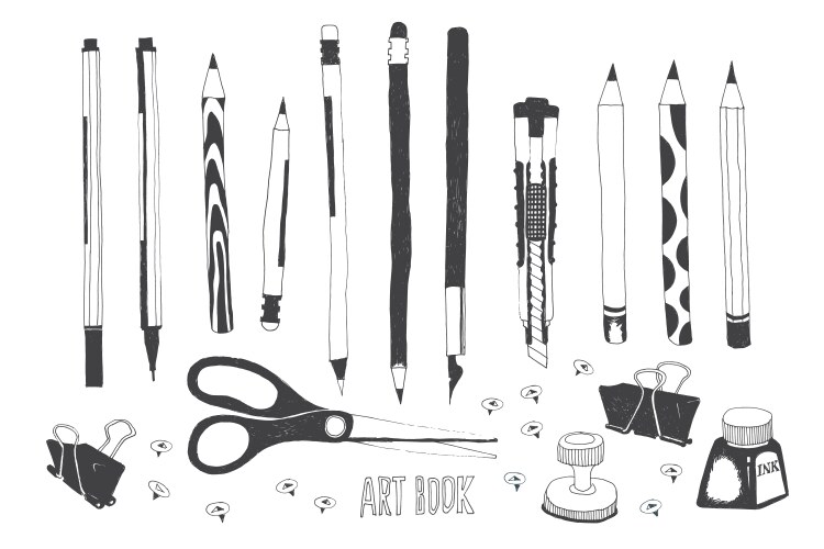 Line art disposable cups set Royalty Free Vector Image