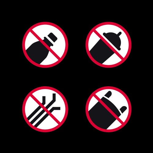Prohibited signs forbidden round stickers set Vector Image