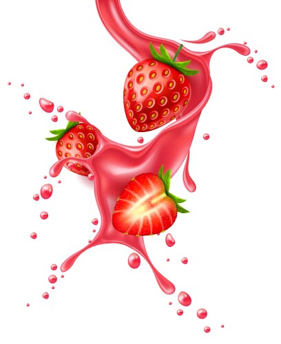 Strawberry realistic juice splash icon Royalty Free Vector