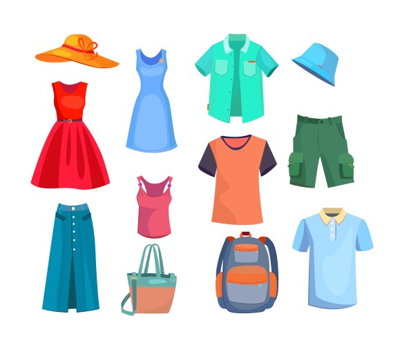 Fashion summer clothes clothing clipart flat Vector Image
