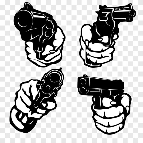 Hand with gun control using both hands Royalty Free Vector