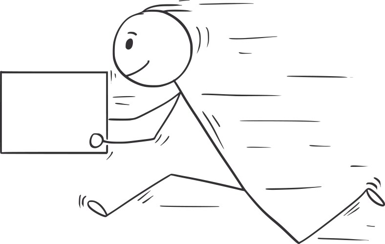 Stickman cartoon of fast running man Royalty Free Vector