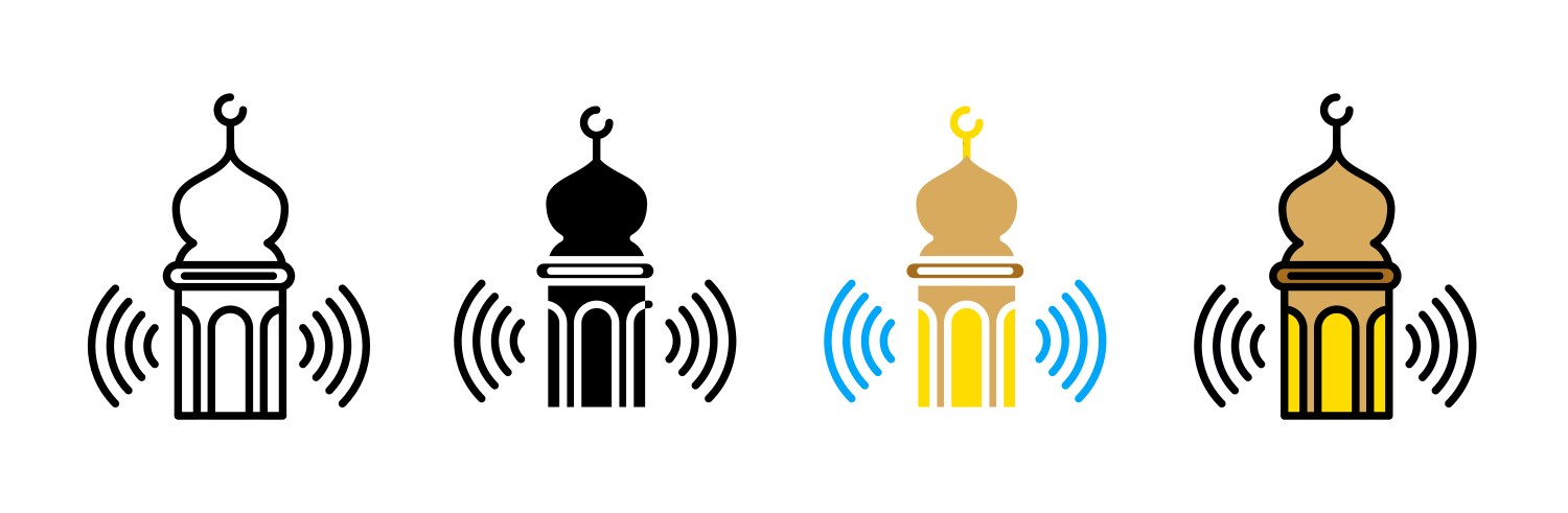 Takbir icon set islam prayer symbol islamic Vector Image