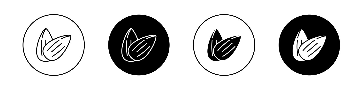 Walnut icon set nut shell food symbol in a black Vector Image