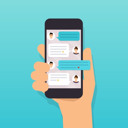 New chat text message notice on mobile phone Vector Image