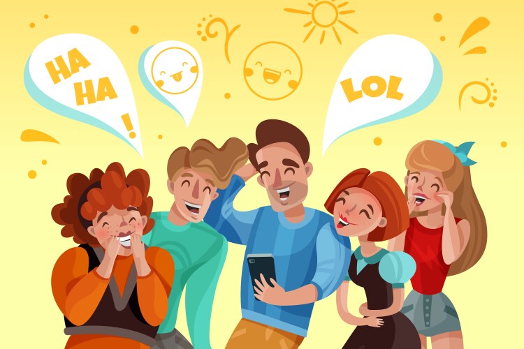Cartoon laughing people Royalty Free Vector Image
