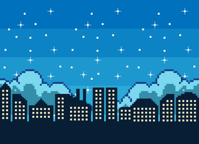 Pixel Art Night City Vector Images (over 100)