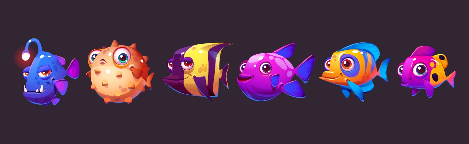 Fish sea cartoon 3d underwater character animal Vector Image