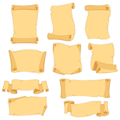 Old textured papyrus scrolls different shapes Vector Image