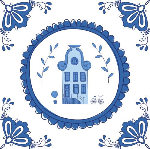 Delft blue tulips Royalty Free Vector Image - VectorStock