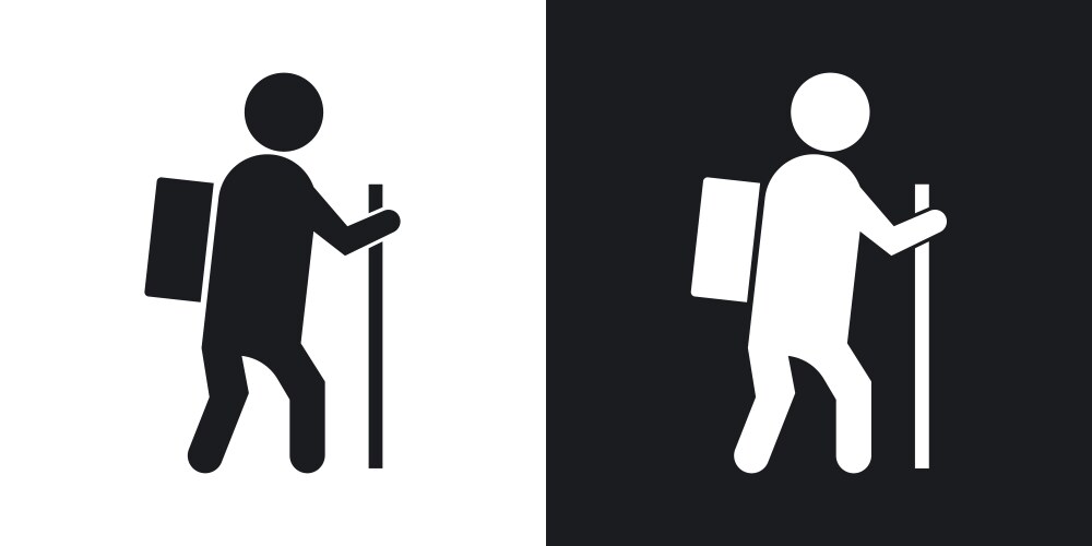 Hiking icon set hiker man symbol mountain Vector Image