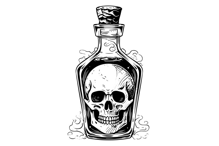 Magic bottle with death potion or poison hand Vector Image