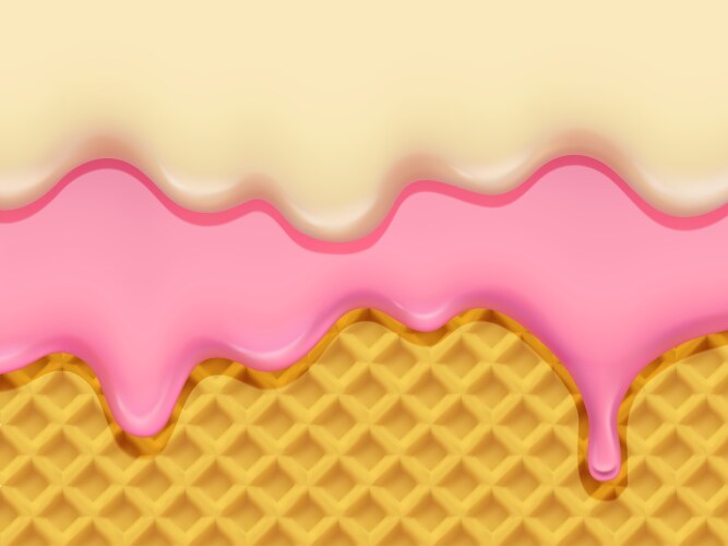Melted Flowing Ice Cream Background 3d Paper Cut Vector Image