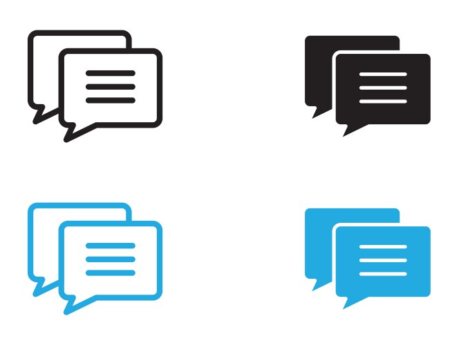 Comment icon black and white outline sign Vector Image