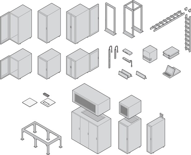 Data center icon set Royalty Free Vector Image