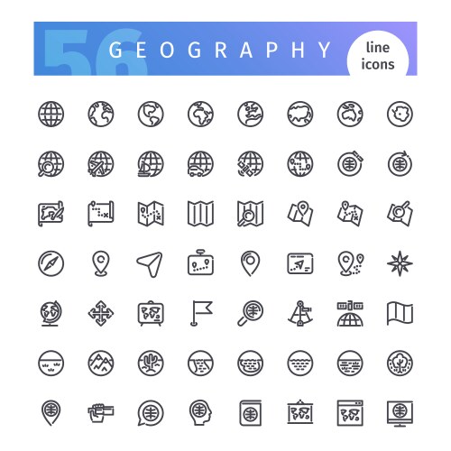 Set of geography symbols equipments for web Vector Image