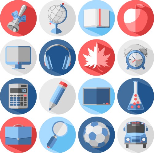 Education and school icon set Royalty Free Vector Image