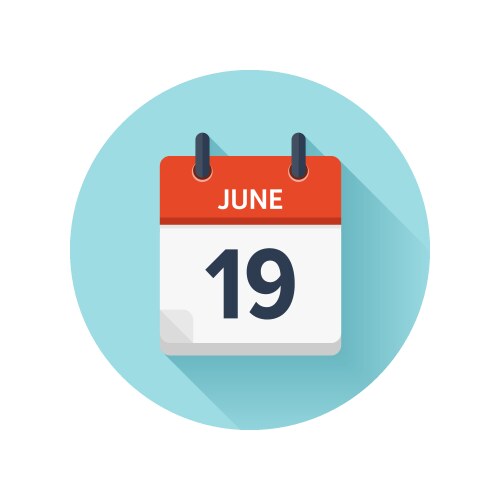 June 19 flat daily calendar icon date Royalty Free Vector