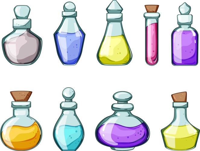 Vial potion bottle cartoon Royalty Free Vector Image