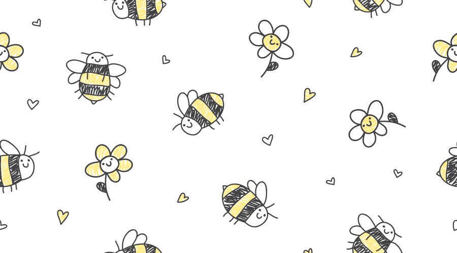 Bees set winged insect flying sitting creeping Vector Image