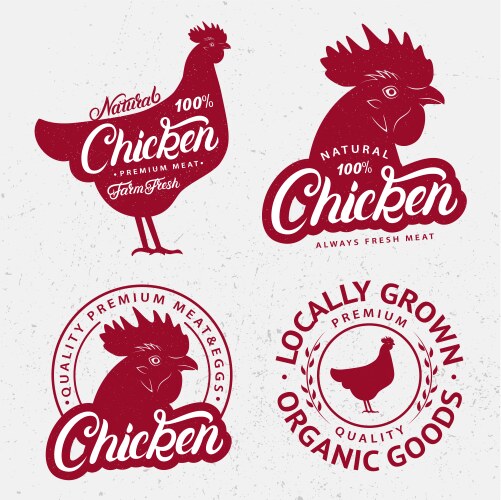 Set of an chicken and eggs label Royalty Free Vector Image