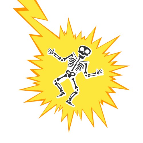 Skeleton electric shock by high voltage Royalty Free Vector