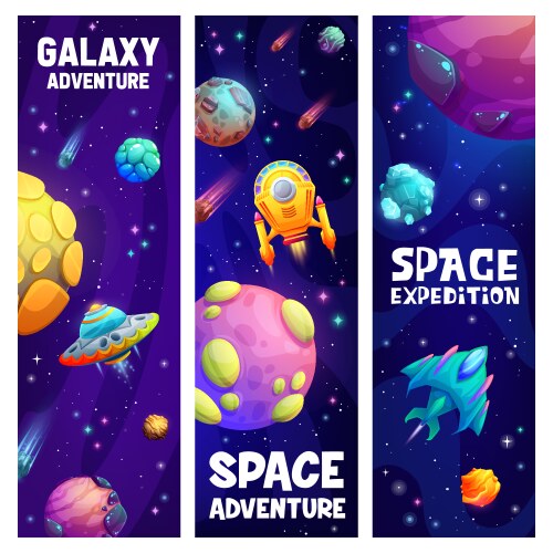 Galaxy poster design with cosmos and planet Vector Image