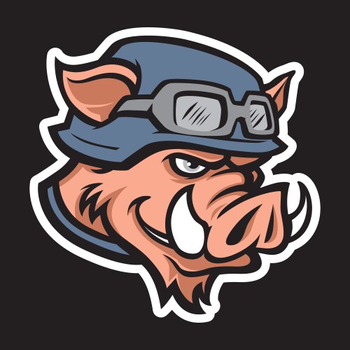 Hog head wear a scarf Royalty Free Vector Image