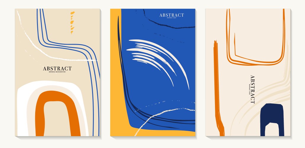 Three curvy watercolor posters in minimal style Vector Image