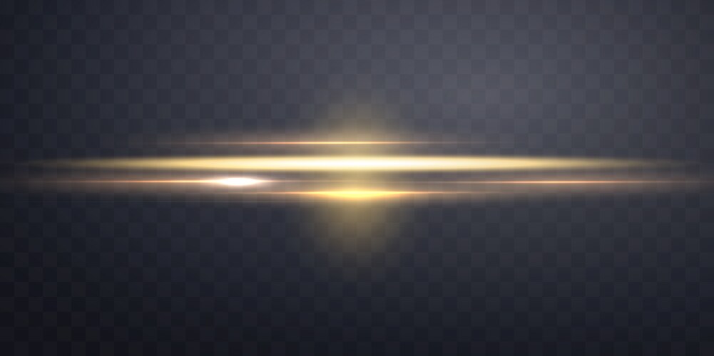 Gold horizontal lens flare sun flash with rays Vector Image