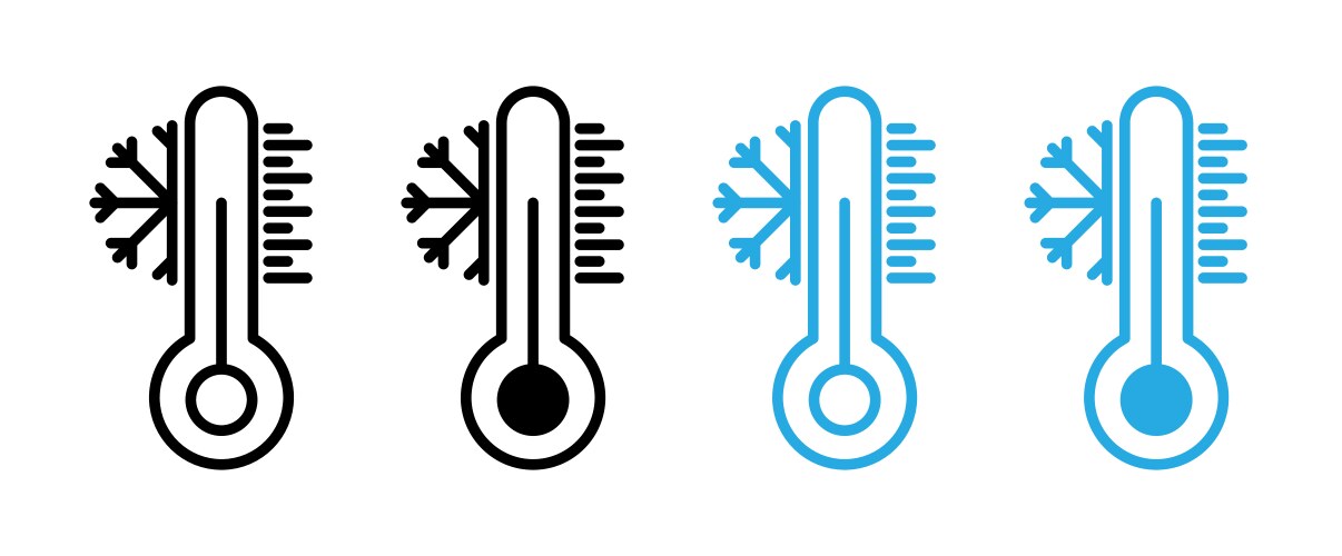 Thermometer cold icon set winter freezing Vector Image