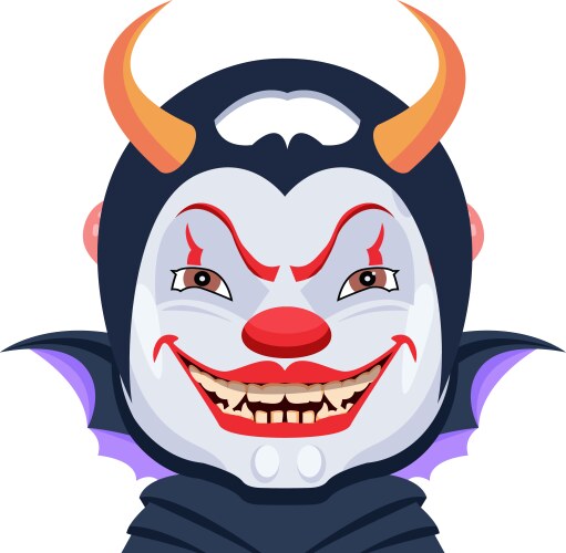 Basic rgba flat showing clown evil face Royalty Free Vector