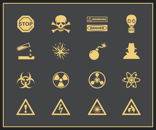 Danger and dangerous zone warning red frames hud Vector Image