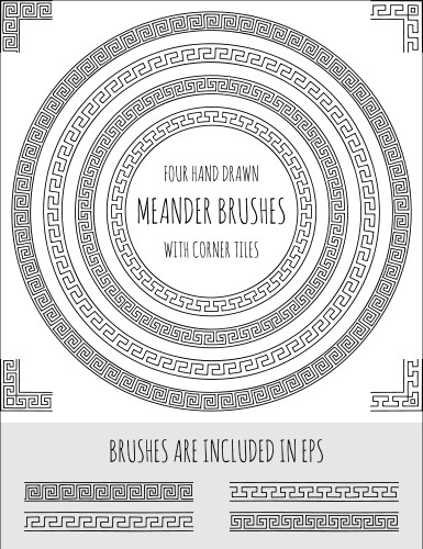 Set of four oval meander frames Royalty Free Vector Image