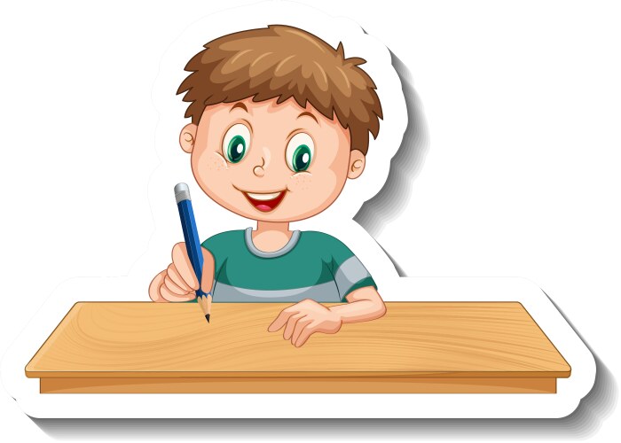 Sticker template with a boy cartoon character Vector Image