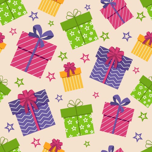Gift wrapping paper cartoon seamless pattern Vector Image