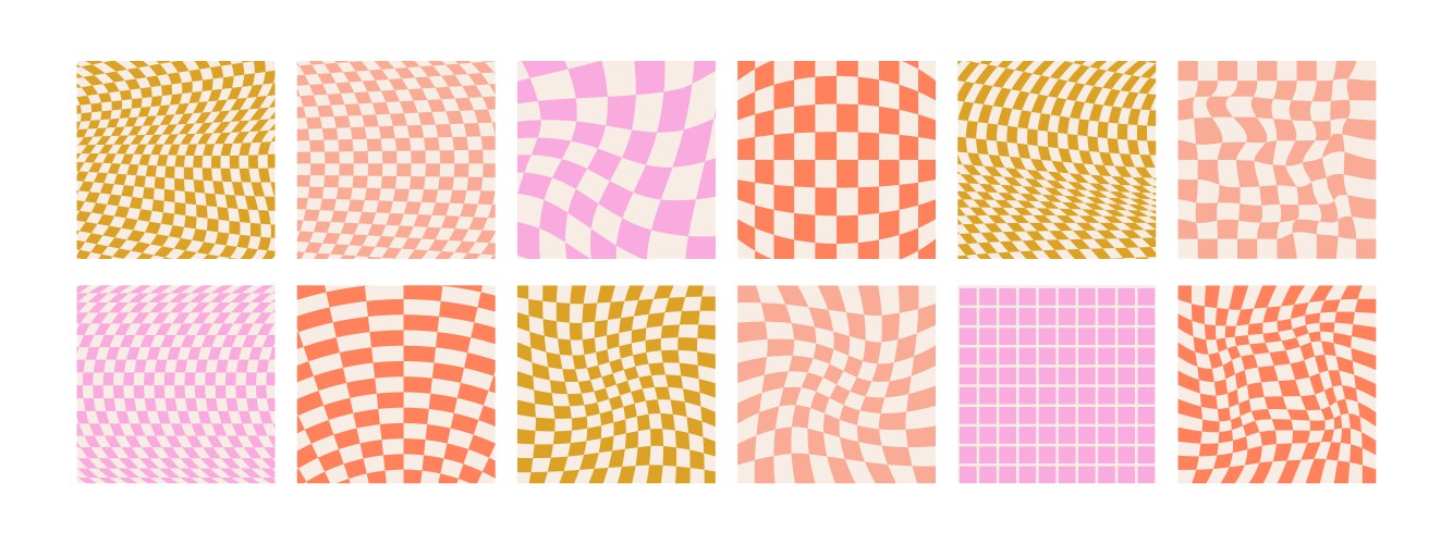 Groovy checkered patterns Royalty Free Vector Image
