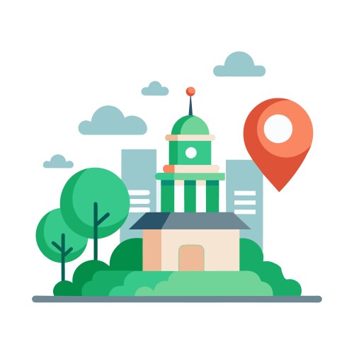Route with location minimal flat on white Vector Image