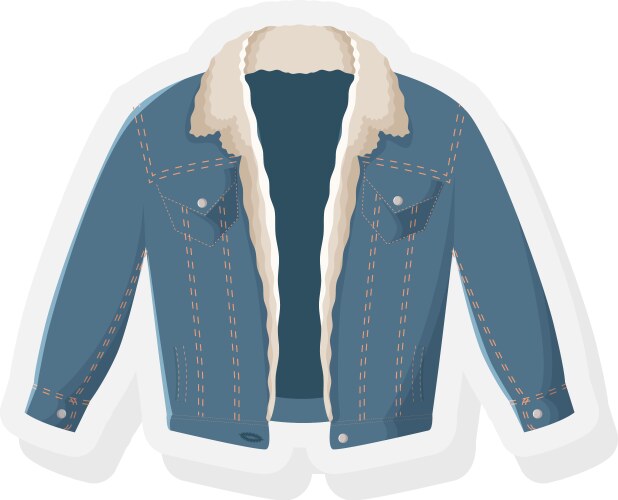 Open down jacket sticker Royalty Free Vector Image